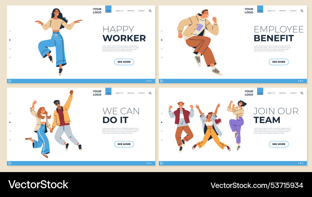 Vibrant workplace scenes celebrating happy Vector Image