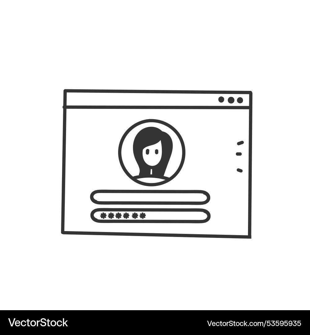 Doodle profile username password login Royalty Free Vector