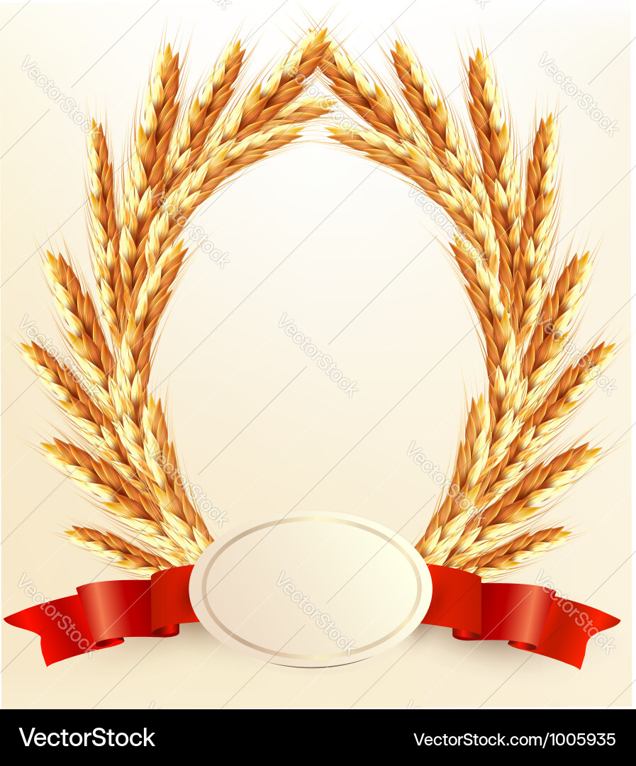 Ears of wheat with label Royalty Free Vector Image