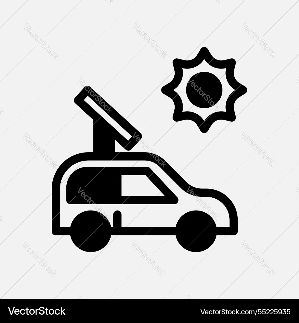 Electric car solar energy icon semi solid free Vector Image