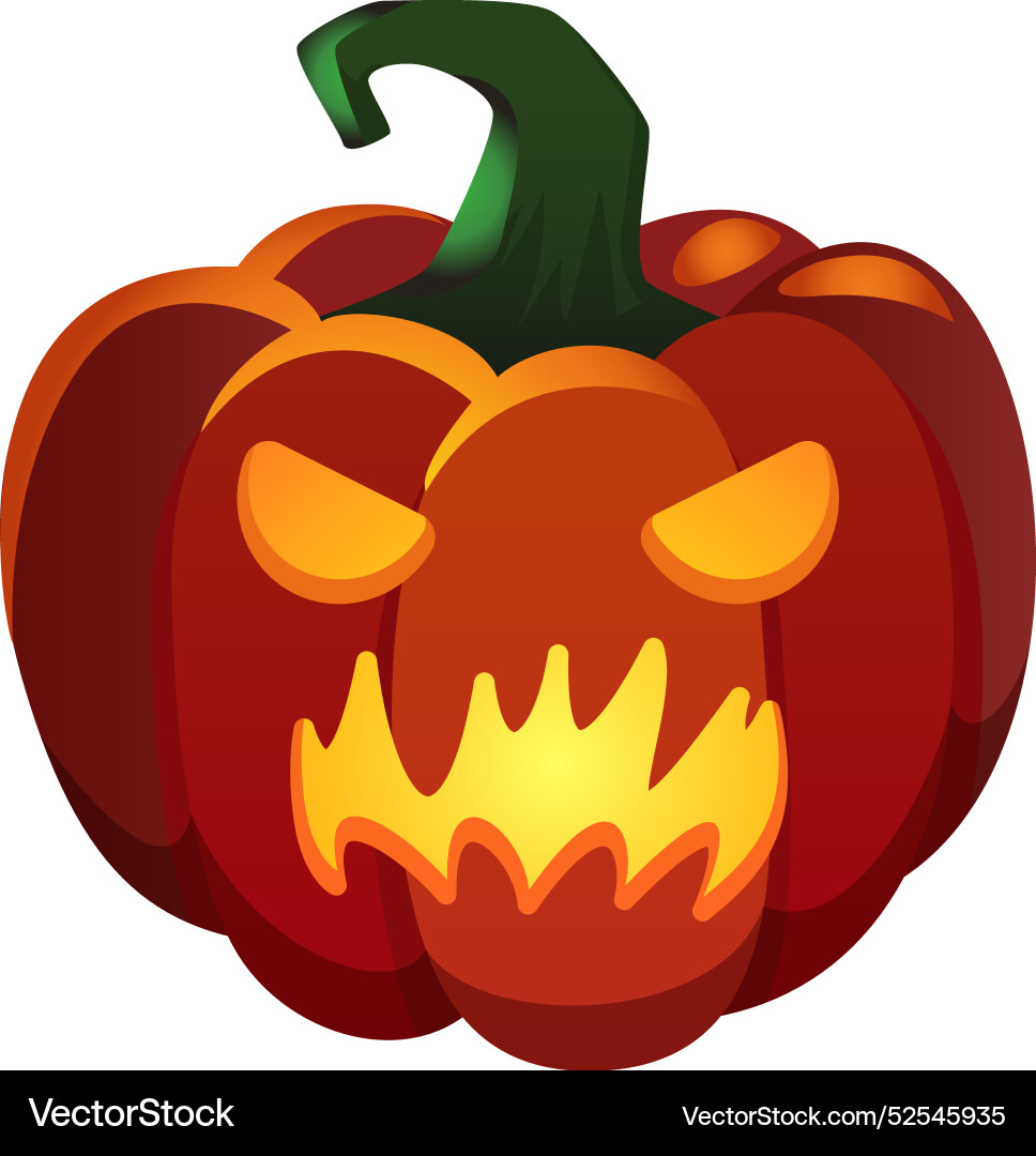Glowing pumpkin lantern cartoon icon halloween Vector Image