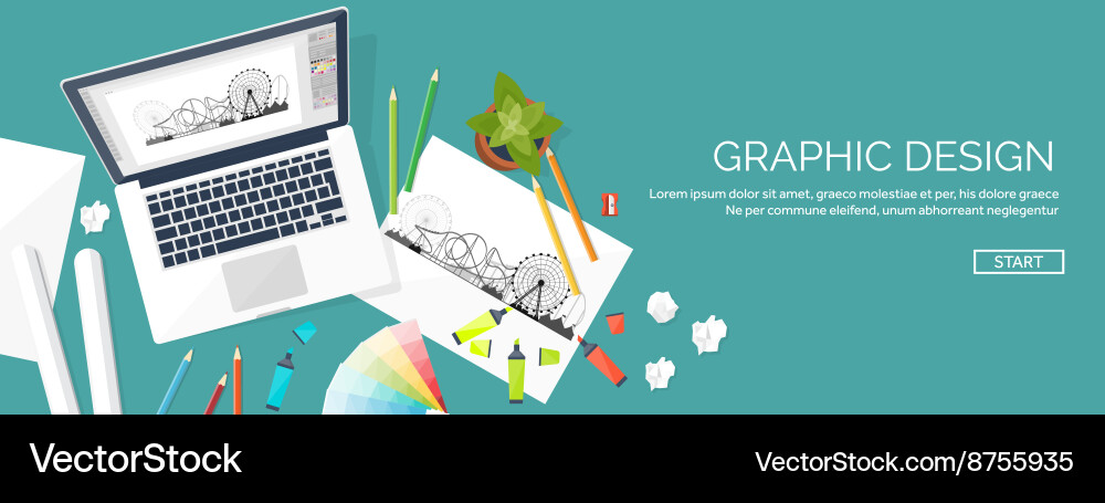 Graphic web design drawing and painting Royalty Free Vector