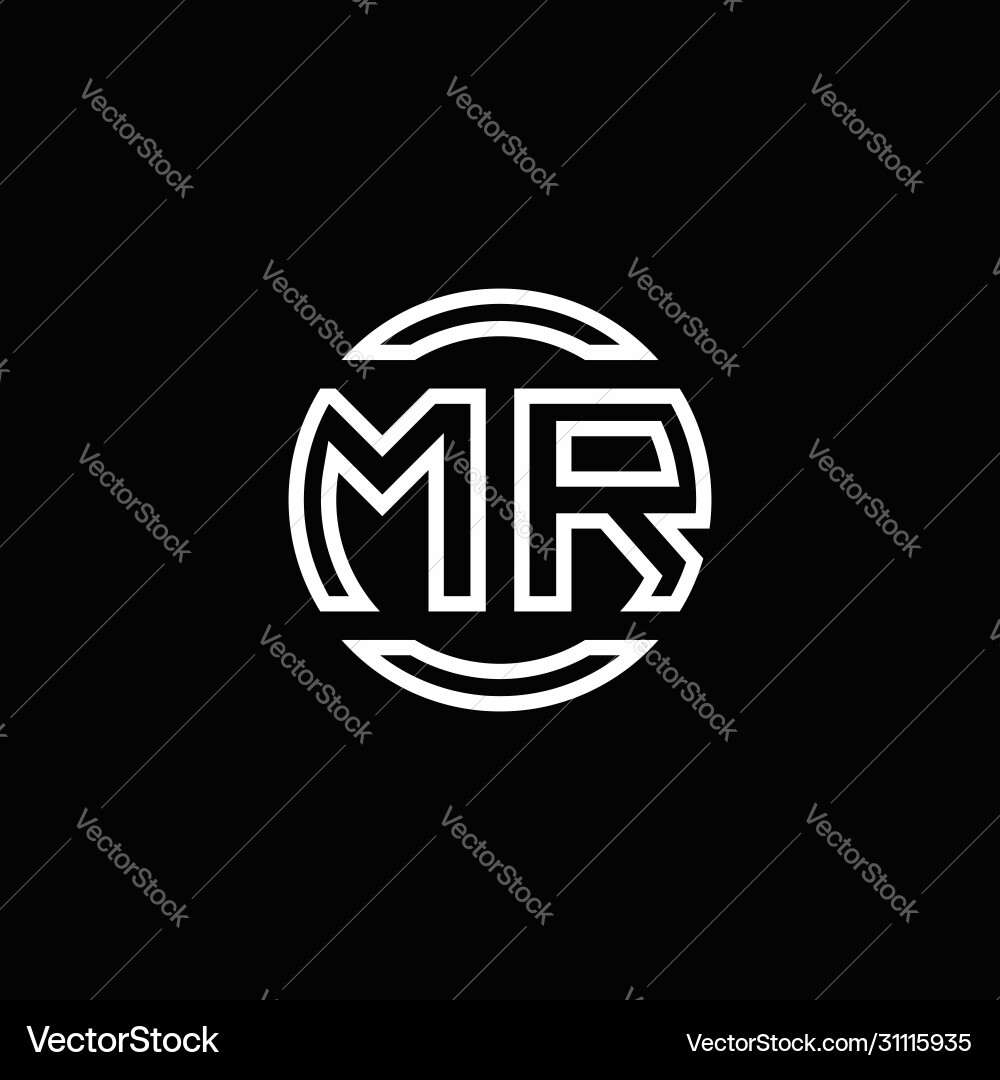Mr logo monogram with negative space circle Vector Image