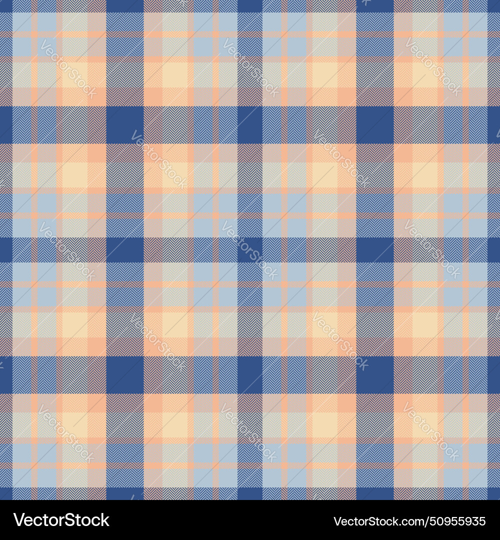 Plaid seamless pattern in blue check fabric Vector Image