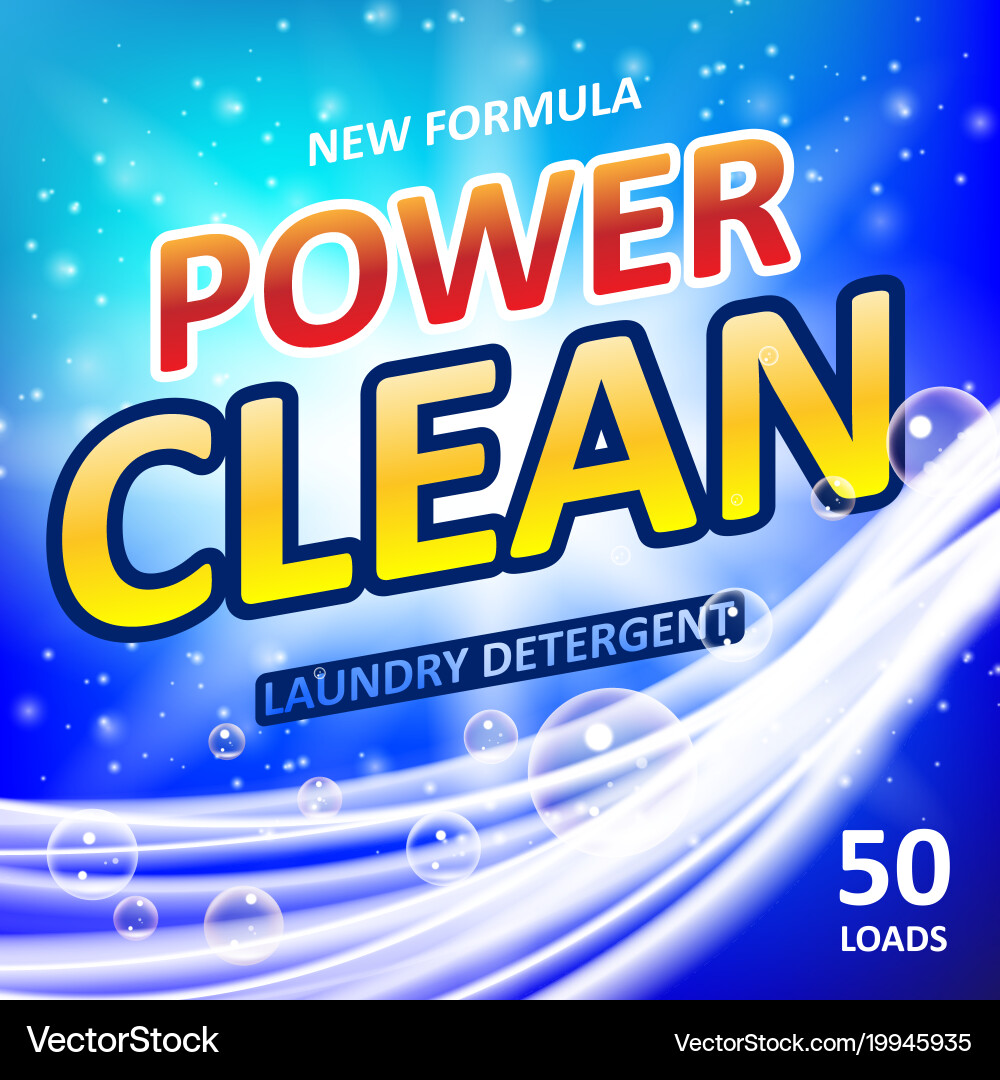 Power clean soap banner ads design washing powder Vector Image