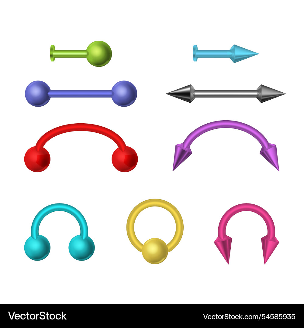 Realistic 3d detailed shiny color metal piercing Vector Image