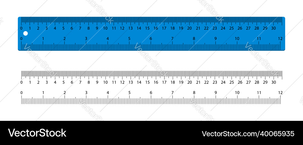 Ruler scale with inch and centimeter plastic blue Vector Image