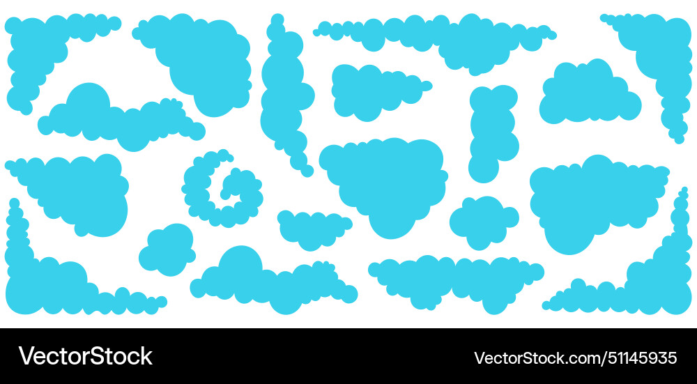 Set of blue clouds cute cartoons elements Vector Image