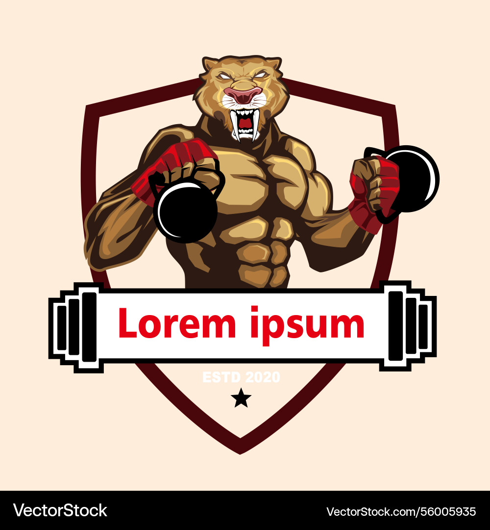 Tiger muscle mascot cartoon – Royalty-Free Vector | VectorStock