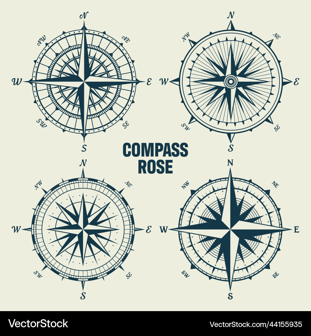 Vintage Nautical Wind Rose Chart Royalty Free Vector Image