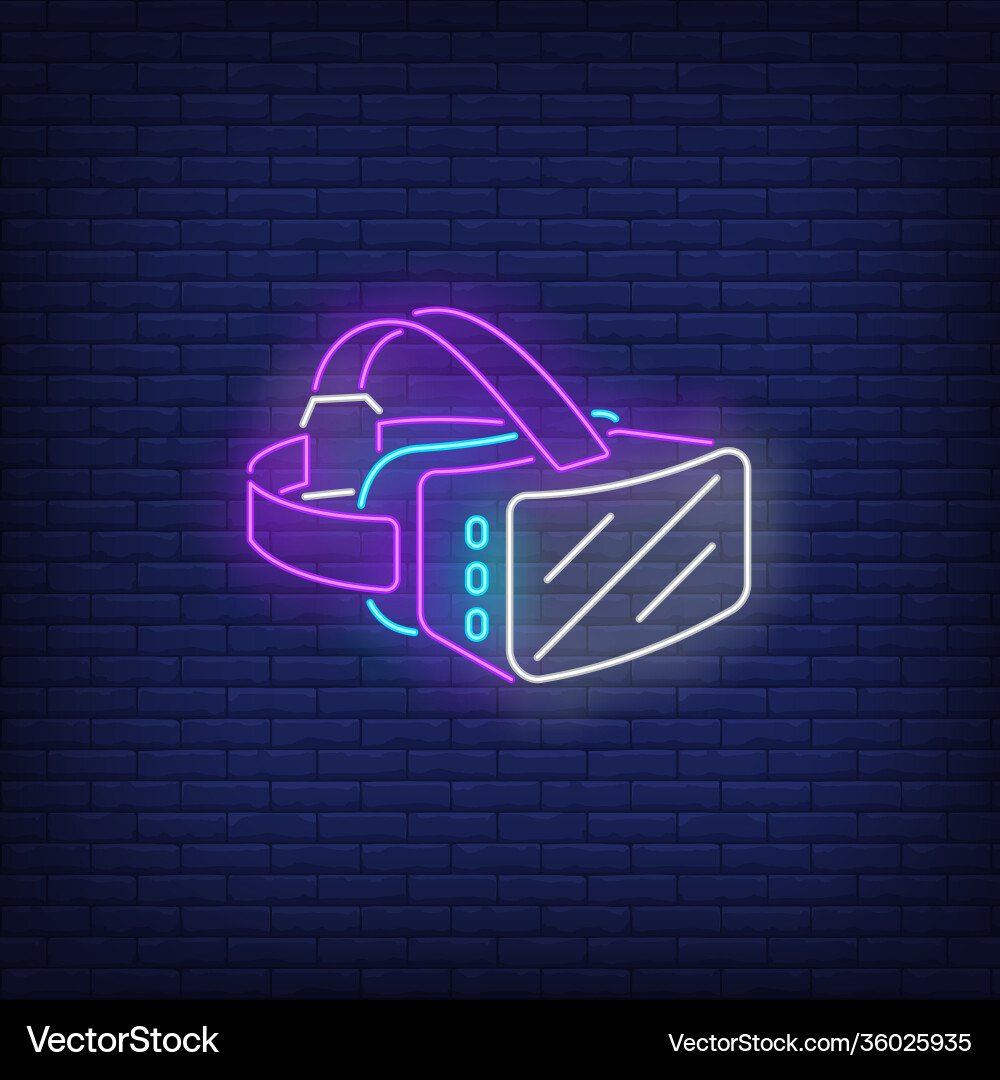 Virtual reality headset neon sign Royalty Free Vector Image