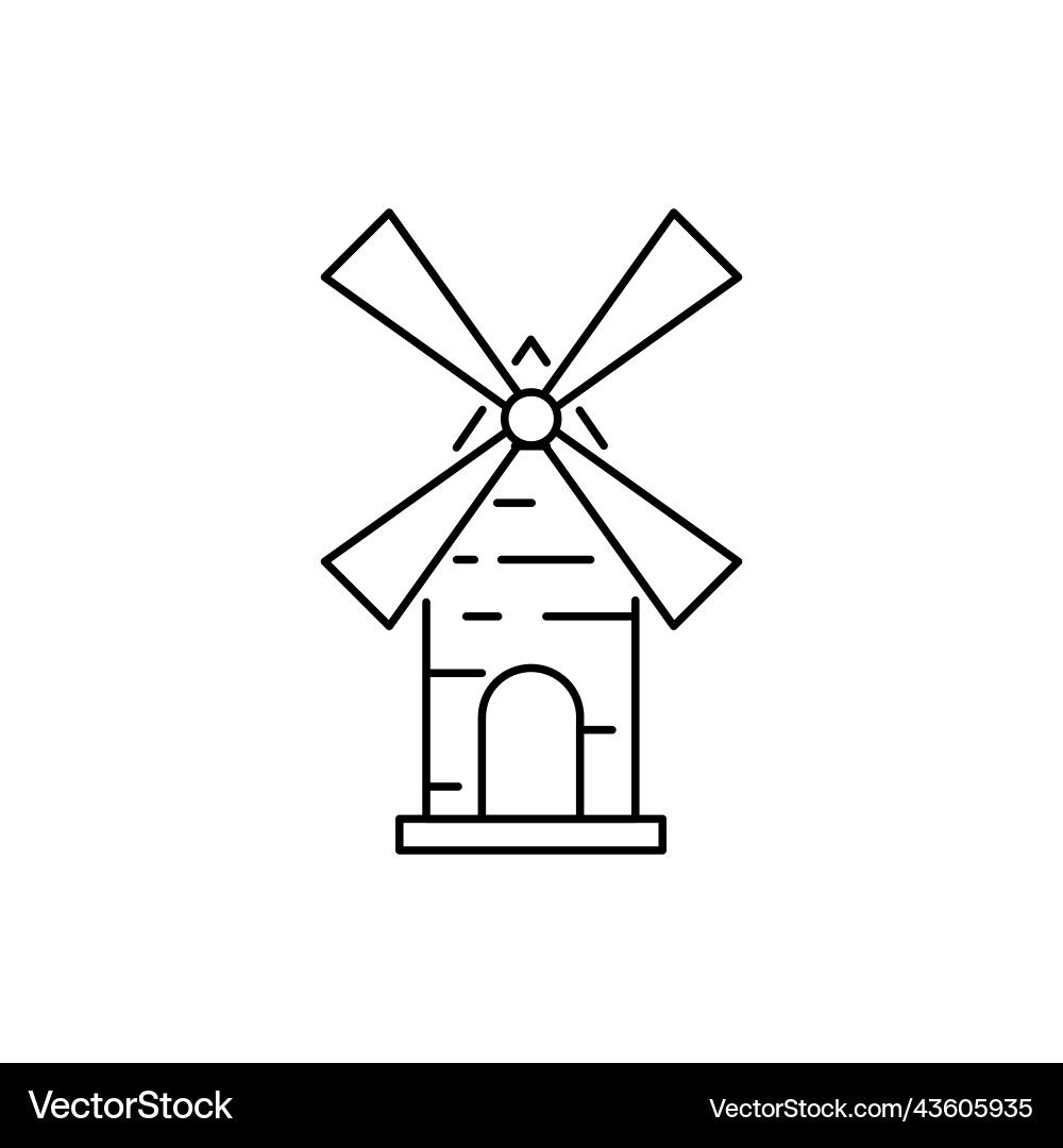 Windmill linear icon on white background Vector Image