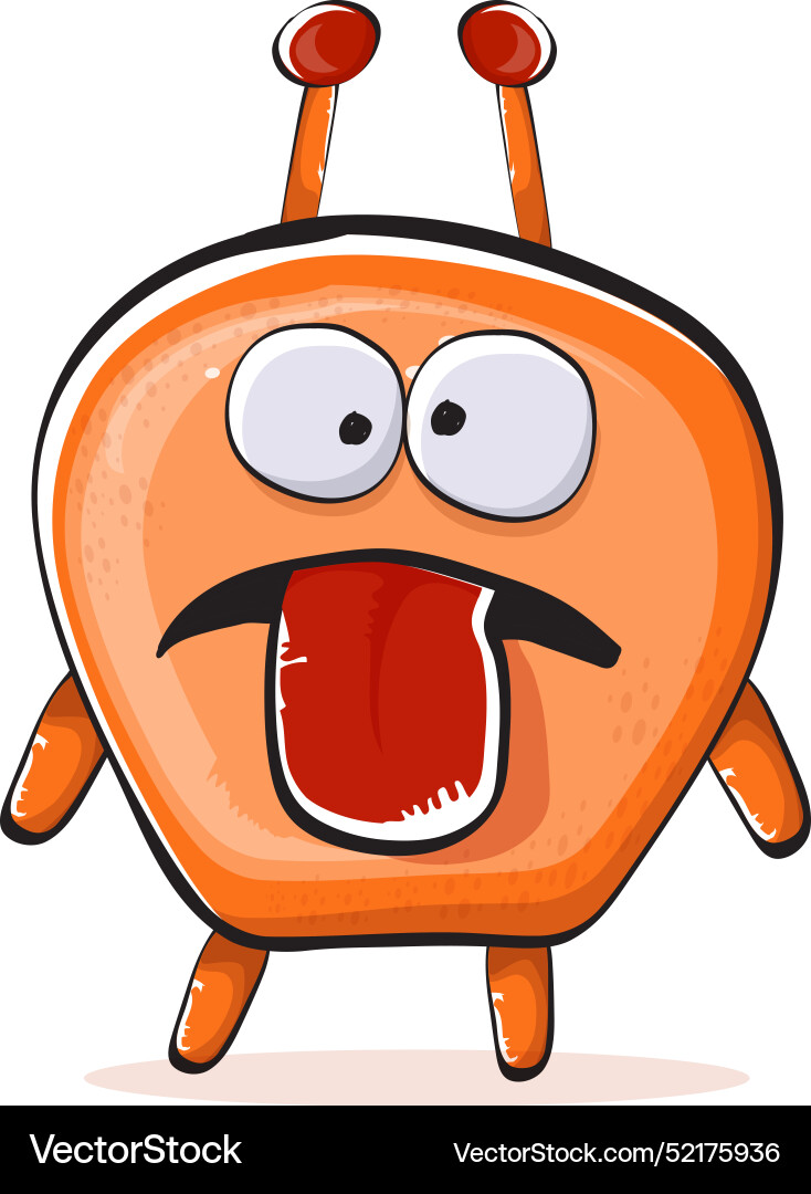 Cartoon funny orange alien monster isolated Vector Image