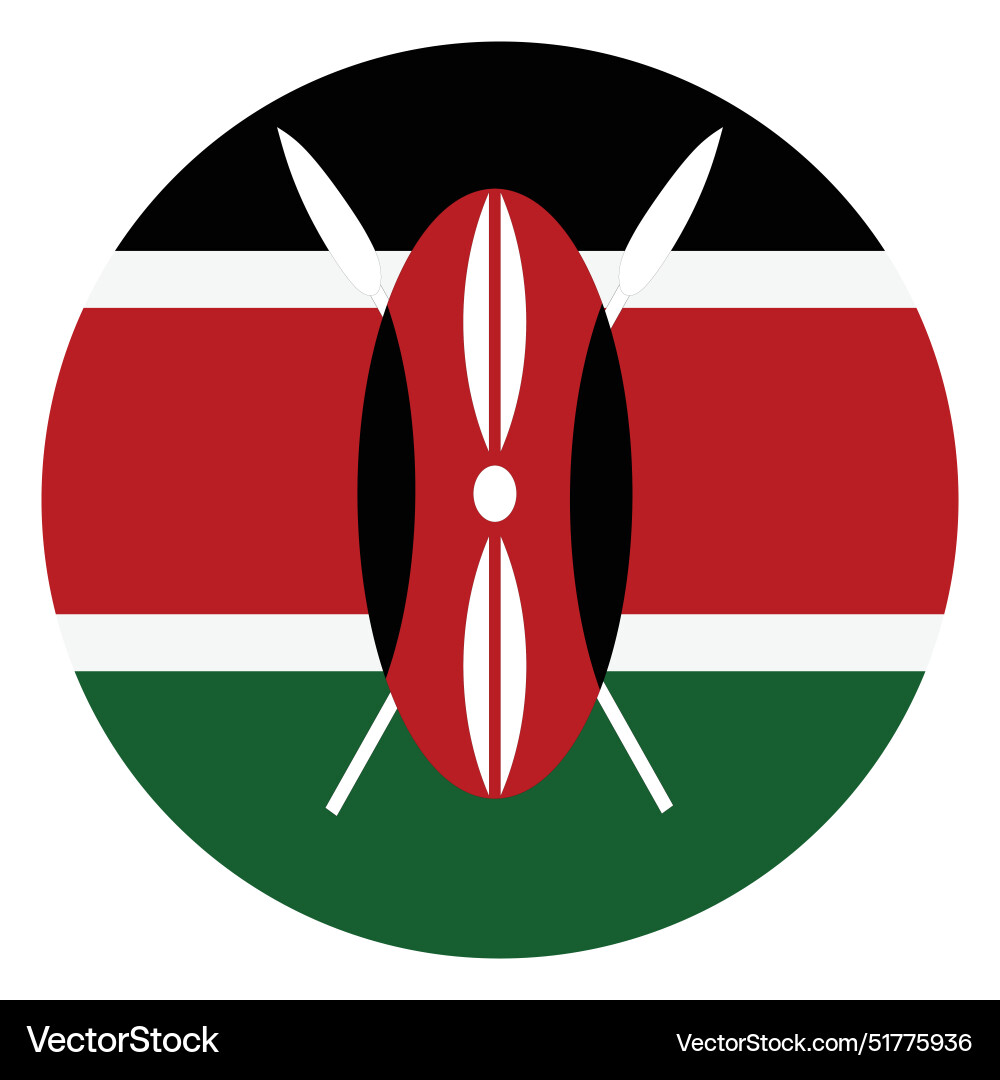 Circle badge kenya flag button Royalty Free Vector Image