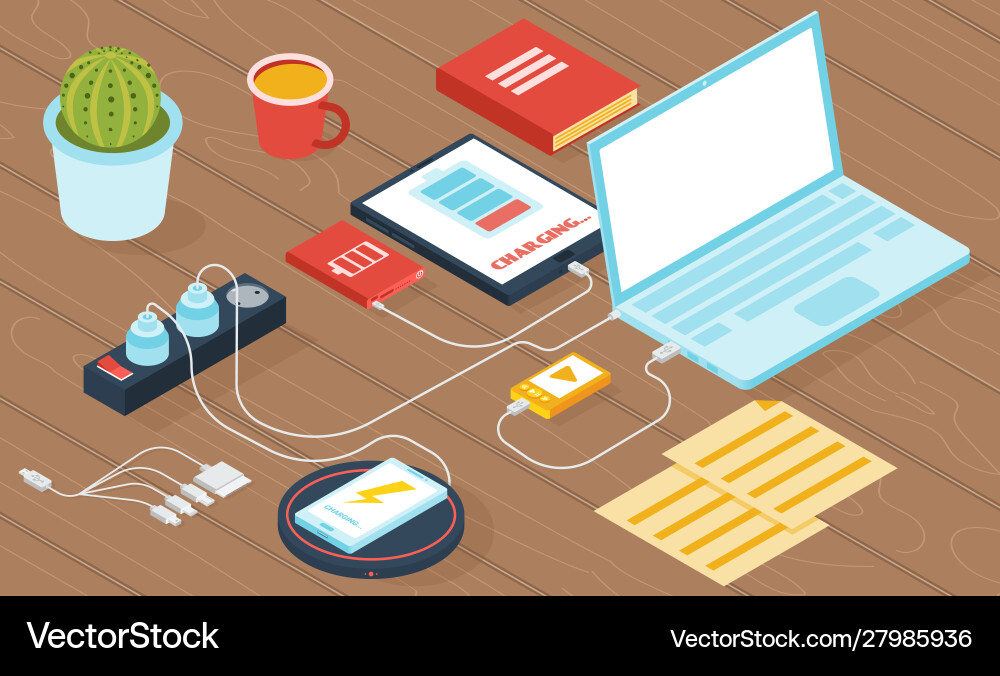 Gadget charger background Royalty Free Vector Image