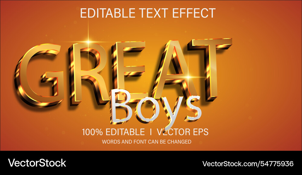Great boys text effect with modern style design Vector Image