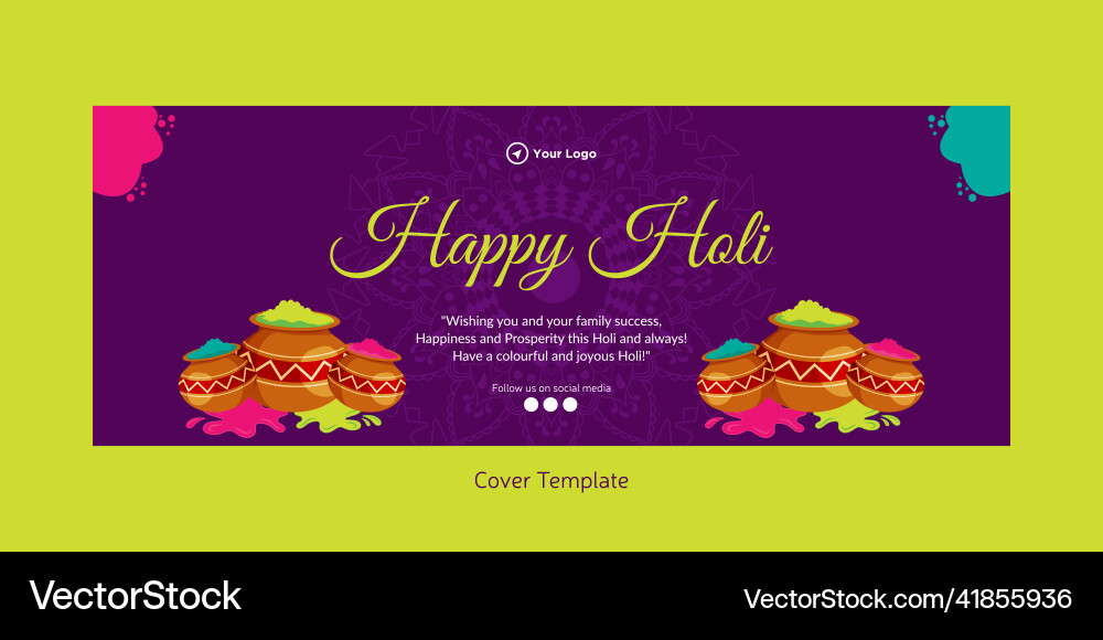 Happy holi cover page design Royalty Free Vector Image