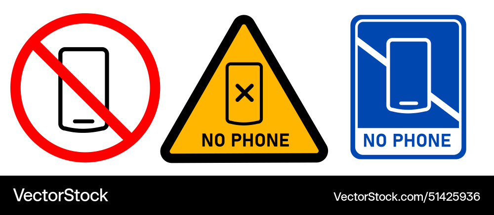 No phone allowed prohibition cell Royalty Free Vector Image