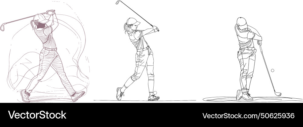 One single line drawing golf player hit the ball Vector Image