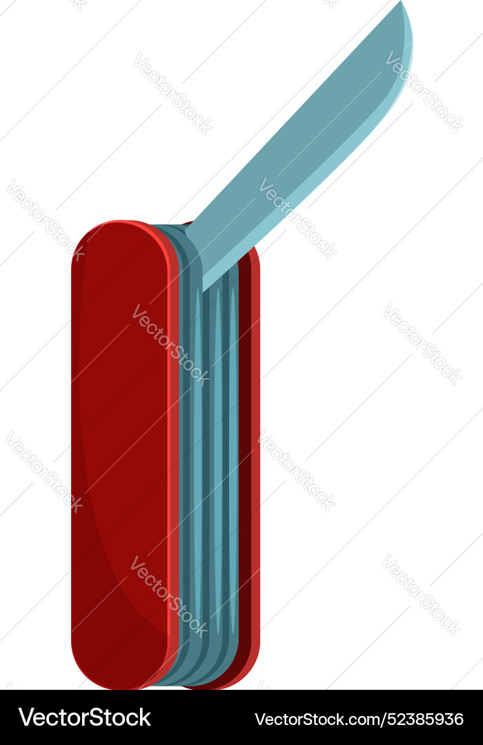 Red swiss knife opening with sharp blade Vector Image