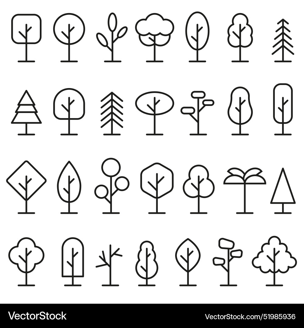 Trees drawn with a thin line wood for every Vector Image