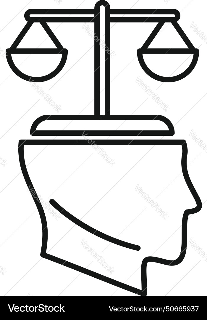 Brain thinking balance icon outline Royalty Free Vector