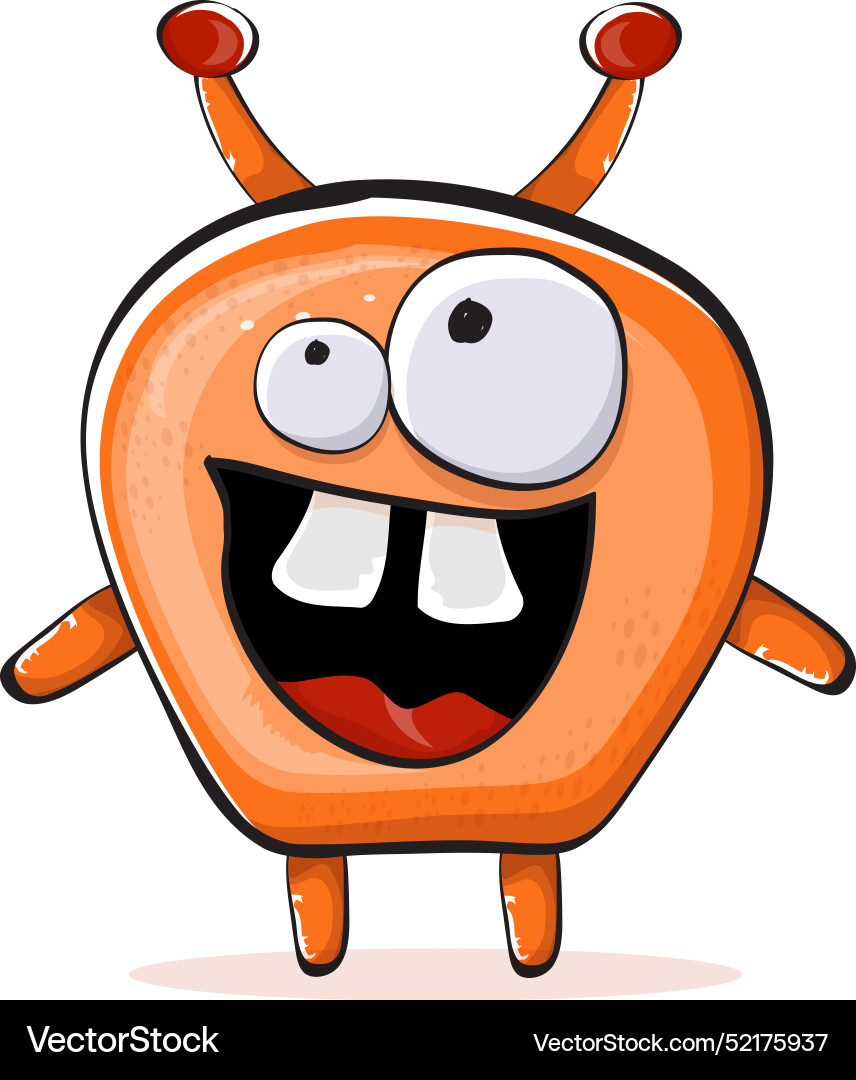 Cartoon funny orange alien monster isolated Vector Image
