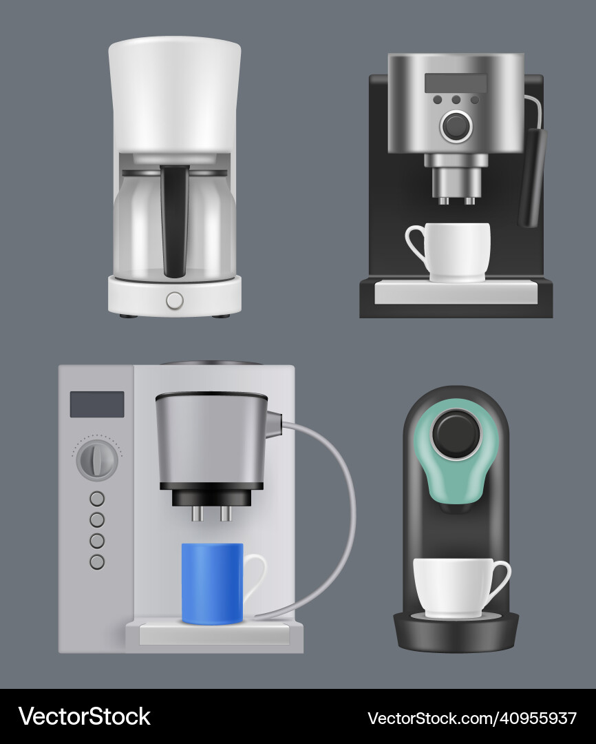 Coffee machine realistic hot drinks production Vector Image
