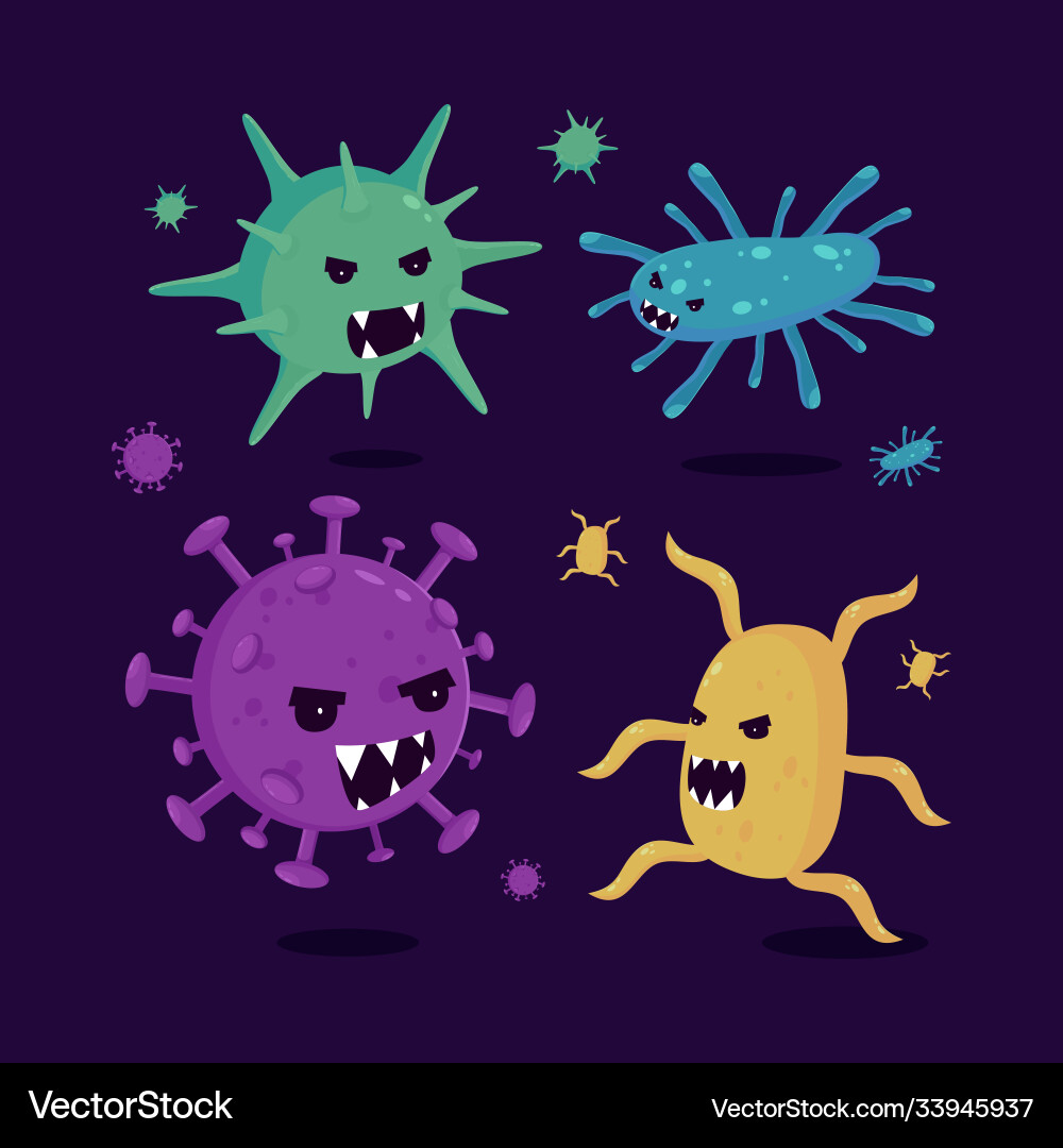 Collection scary virus character Royalty Free Vector Image