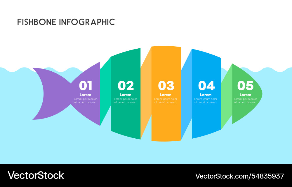 Colorful fishbone diagram infographic Royalty Free Vector