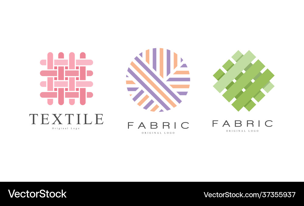 Fabric logo design set textile business identity Vector Image