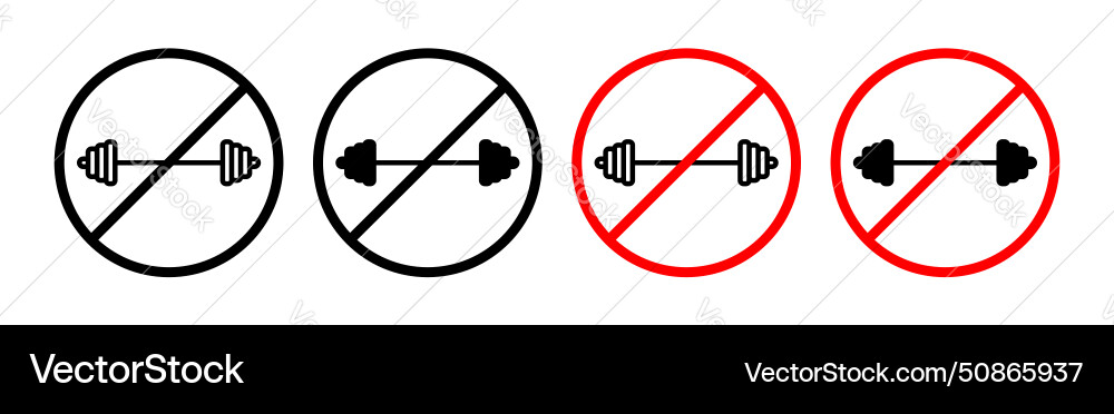 Forbidden barbell sign avoid gym exercise symbol Vector Image