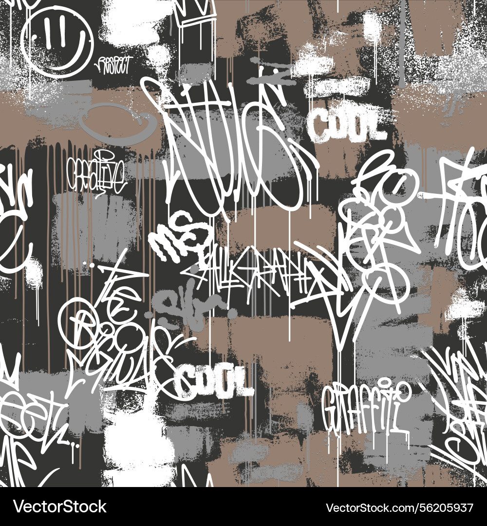 Graffiti wall tags seamless pattern street art Vector Image