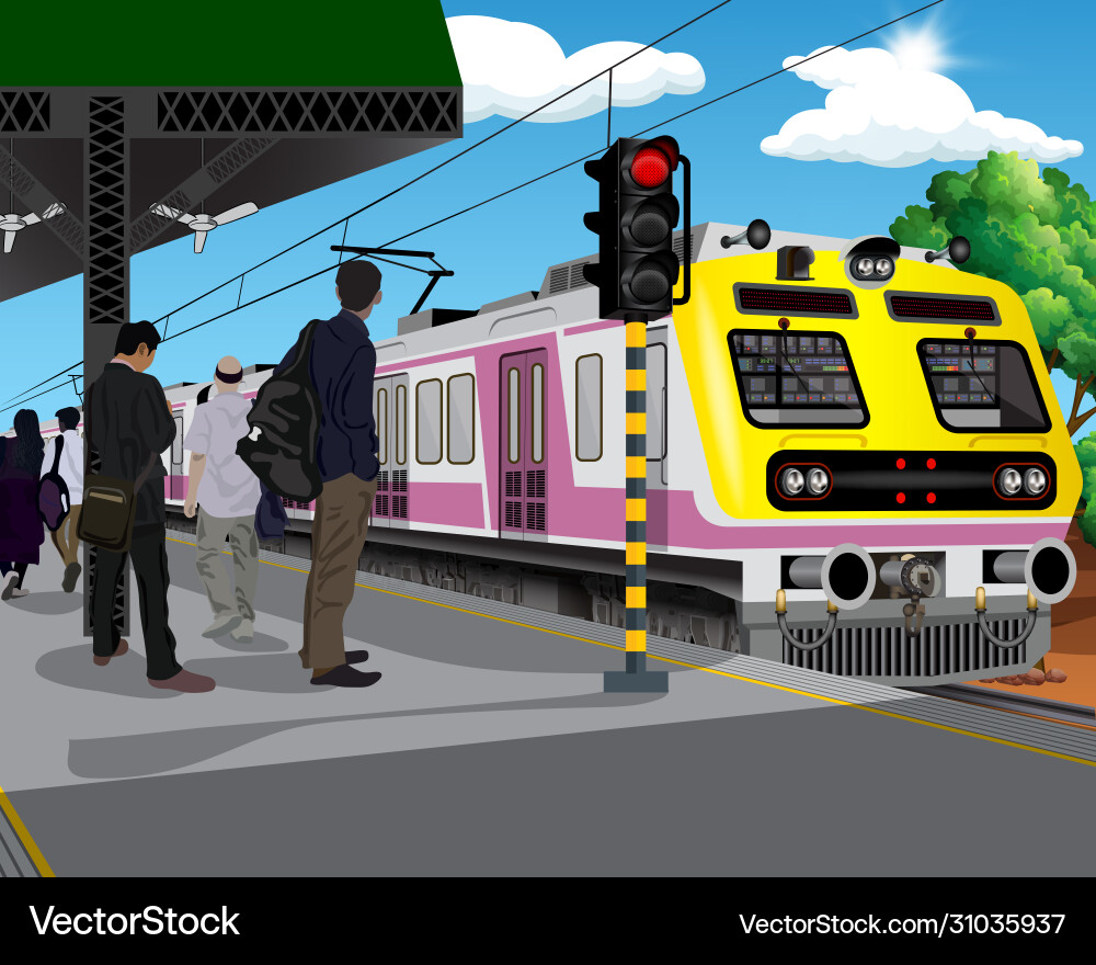 Indian local ac train Royalty Free Vector Image