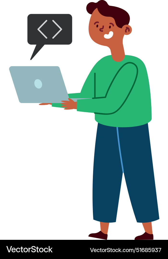 Programmer professional man with laptop Royalty Free Vector