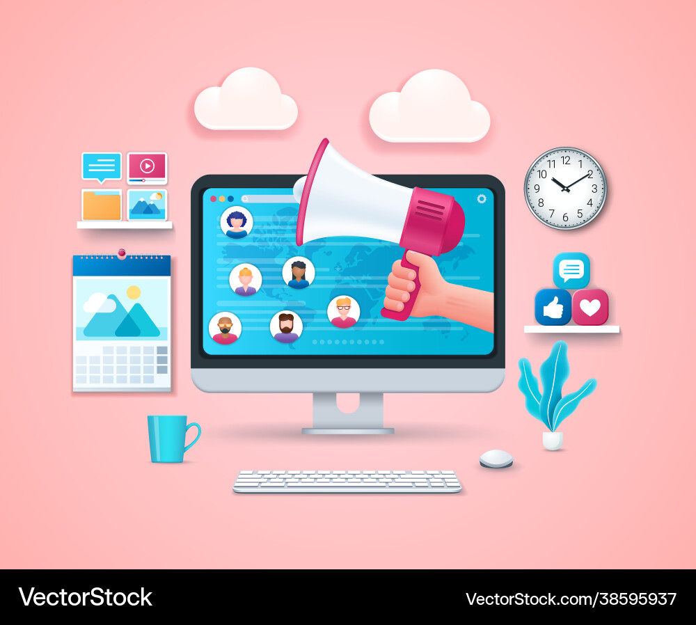 Public relations in 3d style Royalty Free Vector Image