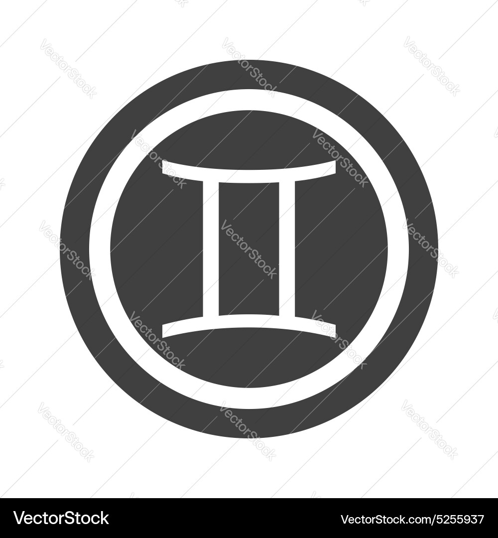 Round black gemini sign Royalty Free Vector Image