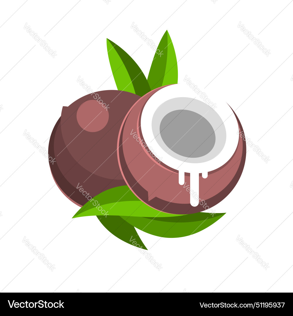 Simple circle logo coconut oil with round half cut