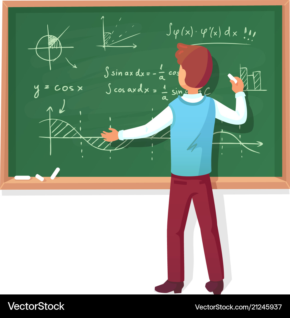 Teacher write on blackboard school professor Vector Image