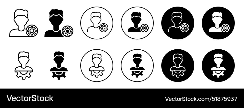 User and gear icon outline flat icon Royalty Free Vector