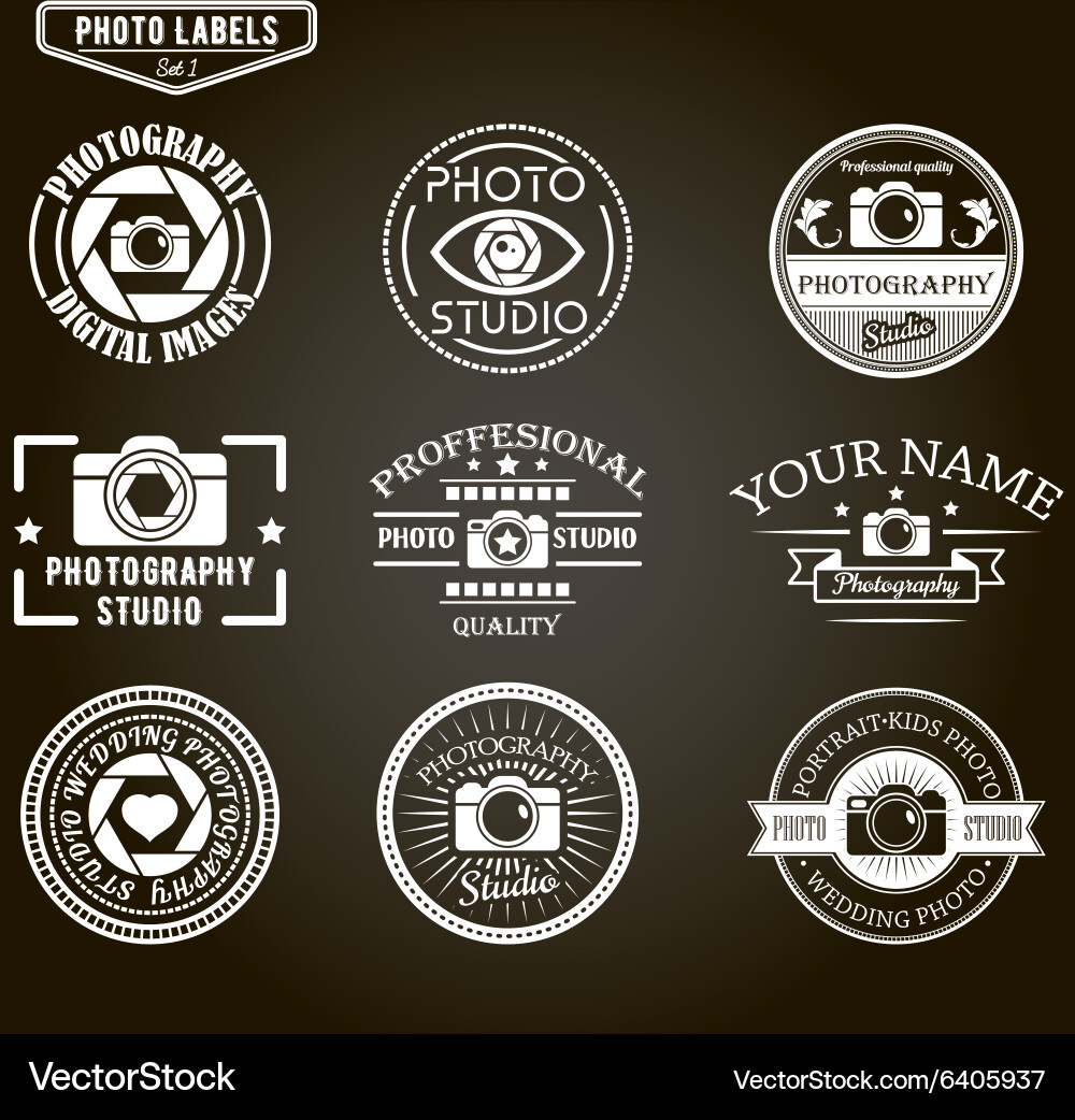 Vintage Photography Logo Set Royalty Free Vector Image