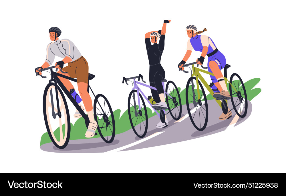 Active friends group cycling riding bicycles Vector Image