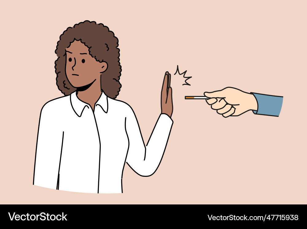 African american woman refusing to smoke making Vector Image