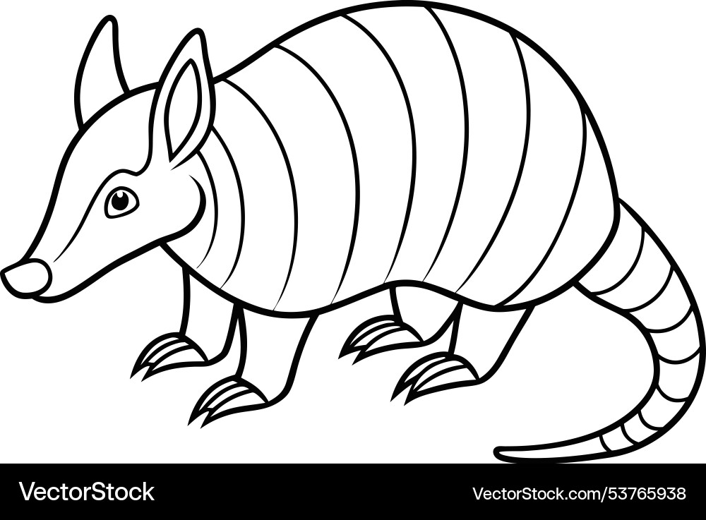 Armadillo outline editable on white background per