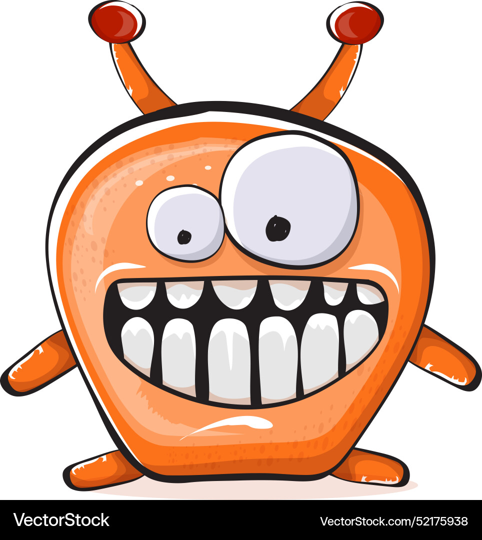 Cartoon funny orange alien monster isolated Vector Image