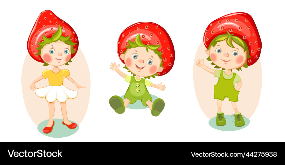 Cartoon Strawberry Kids Royalty Free Vector Image