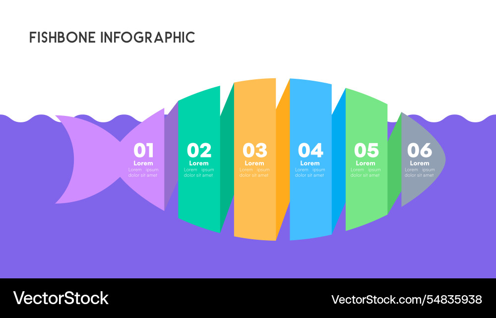 Colorful fishbone diagram infographic Royalty Free Vector