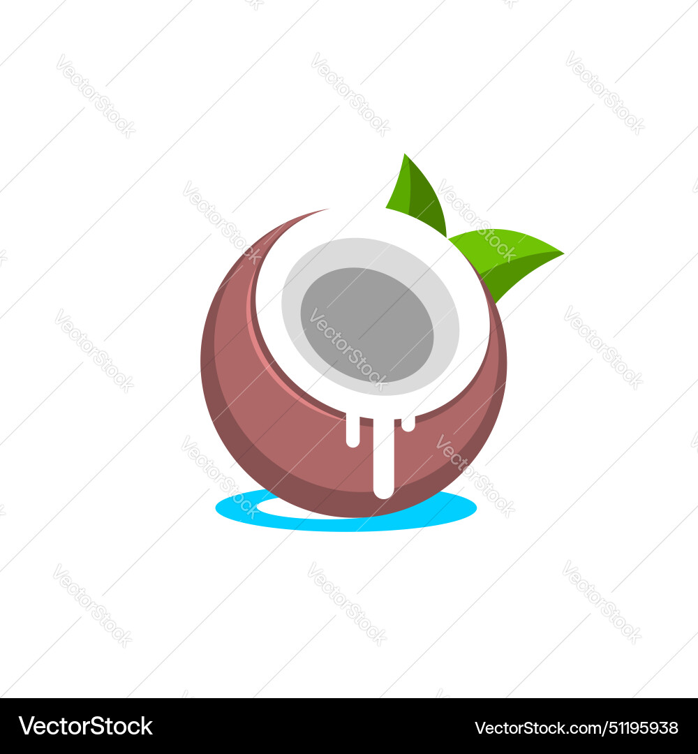 Creative modern coconut with leaves sign logo Vector Image