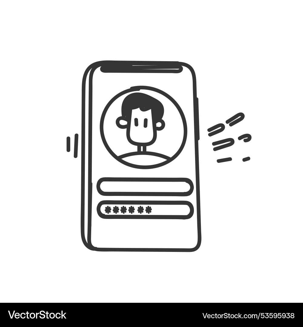 Doodle profile username password login Royalty Free Vector