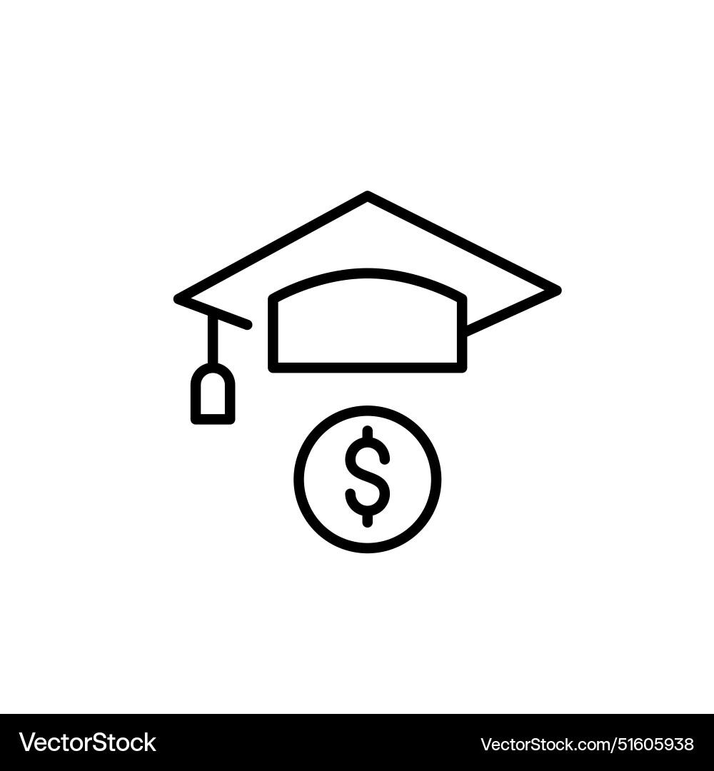 Graduation cap and dollar sign tuition financial Vector Image